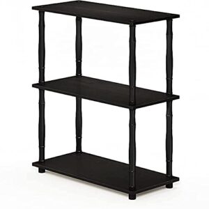 furinno turn-n-tube 3-tier compact multipurpose shelf display rack with classic tube, espresso/black