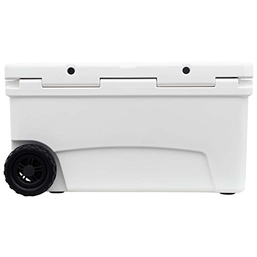 Driftsun 70qt Wheeled Ice Chest - Heavy Duty, High Performance Roto-Molded Commercial Grade Insulated Rolling Cooler (White)