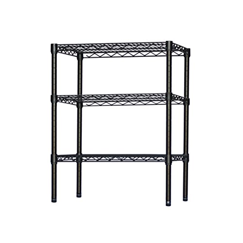 Shelving Inc. Black Wire Shelving with 3 Tier Shelves - 8" d x 48" w x 34" h, Weight Capacity 300lbs Per Shelf