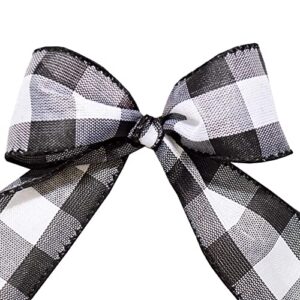 Morex Ribbon Cambridge Wired Plaid Ribbon, 1.5" x 50 yd, Black Gingham