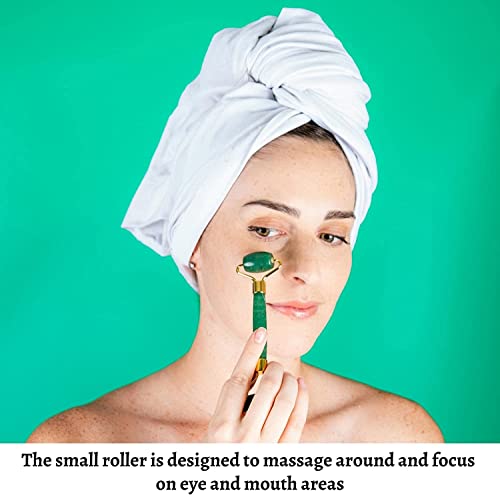 4-in-1 Jade Roller and Gua Sha Set. Jade Face Roller with Eye Massager, Jade Gua Sha, Ridged Roller Massager. Jade Roller For Face Real Jade 100% Jade Stone Roller. Warm Facial Massager or Ice Roller