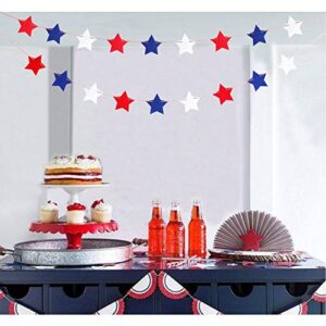 4th of July Party Decorations Set - Stars Stripes, Hanging Paper Fans, Paper Pom poms Kit for Independence Day, Patriotic Favor Backdrop, Memorial Day Baby Shower, Nautical Red White Blue