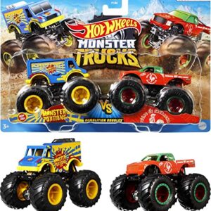 Hot Wheels Monster Trucks Demolition Doubles, Set of 2 Toy Monster Trucks in 1:64 Scale (Styles May Vary)