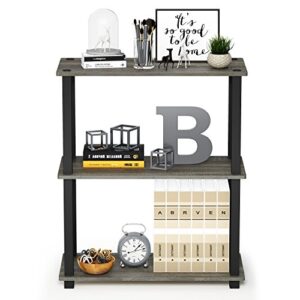 Furinno Turn-S-Tube 3-Tier Compact Multipurpose Shelf Display Rack with Square Tube, French Oak Grey/Black