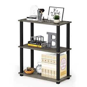 Furinno Turn-S-Tube 3-Tier Compact Multipurpose Shelf Display Rack with Square Tube, French Oak Grey/Black