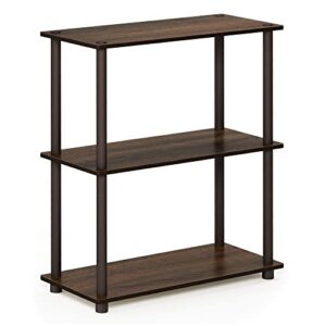 furinno turn-n-tube 3-tier compact multipurpose shelf display rack, walnut/brown