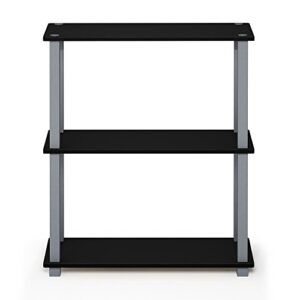 Furinno Turn-S-Tube 3-Tier Compact Multipurpose Shelf Display Rack with Square Tube, Black/Grey