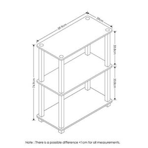 Furinno Turn-S-Tube 3-Tier Compact Multipurpose Shelf Display Rack with Square Tube, Black/Grey