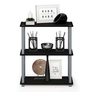 Furinno Turn-S-Tube 3-Tier Compact Multipurpose Shelf Display Rack with Square Tube, Black/Grey