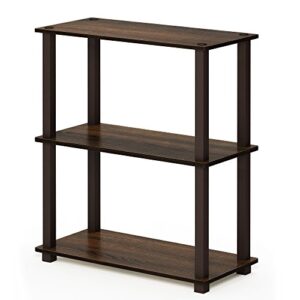 furinno turn-s-tube 3-tier compact multipurpose shelf with square tube, walnut/brown (18025wn/br)