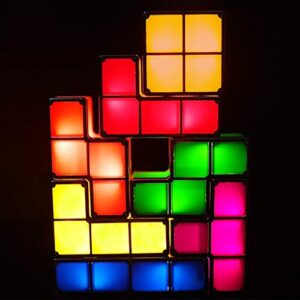 Bitopbi 7 PCS Stackable Night Light 3D Puzzles Toy 7 Colors Magic Blocks Induction Interlocking LED Novelty Desk Lamp Lighting DIY for Teens and Adults Home Deco Great Gift for Birthday