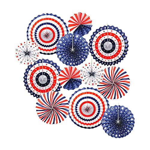 Mandala Crafts Patriotic Red White and Blue Decoration American Flag Paper Fan Set for 4th of July, Independence Day, USA Holiday, Election, Political Party