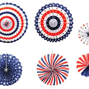 Mandala Crafts Patriotic Red White and Blue Decoration American Flag Paper Fan Set for 4th of July, Independence Day, USA Holiday, Election, Political Party