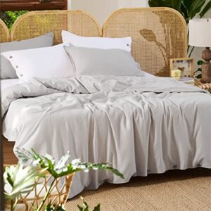 Bedsure Linen Duvet Cover Queen - Linen Cotton Blend Duvet Cover Set, Linen Color, 3 Pieces, 1 Duvet Cover 90 x 90 Inches and 2 Pillowcases, Comforter Sold Separately