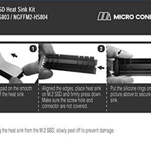 Micro Connectors M.2 SSD 5mm Low-Profile Heat Sink Compatible with PS5 and PC (NGFFM2-HS804-BK) Black