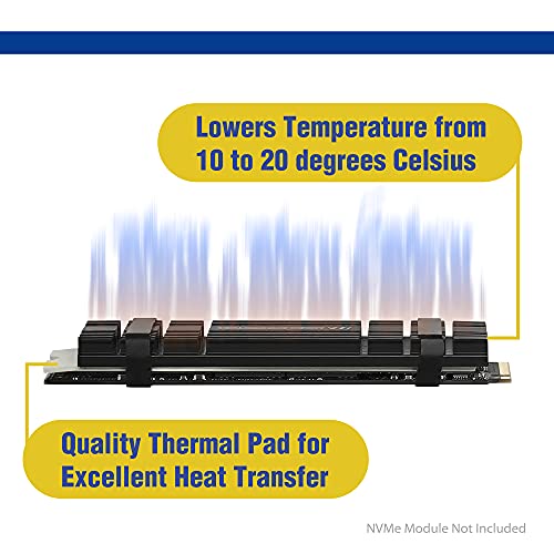 Micro Connectors M.2 SSD 5mm Low-Profile Heat Sink Compatible with PS5 and PC (NGFFM2-HS804-BK) Black