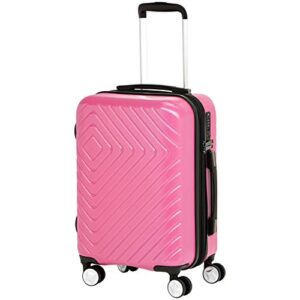 amazon basics geometric travel luggage expandable suitcase spinner with wheels and built-in tsa lock, 21.7-inch - pink