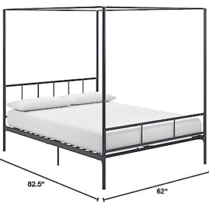 Novogratz Marion Canopy Bed, Drak Gray, Queen