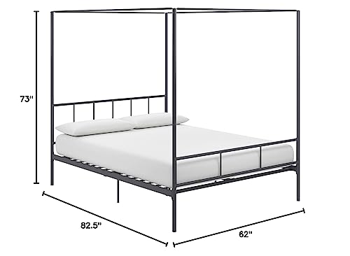 Novogratz Marion Canopy Bed, Drak Gray, Queen