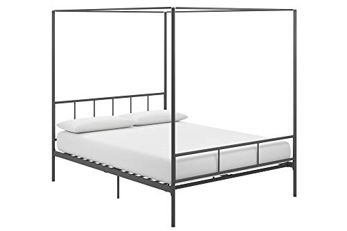 Novogratz Marion Canopy Bed, Drak Gray, Queen