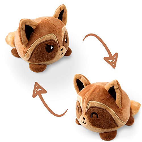 TeeTurtle - The Original Reversible Raccoon Plushie - Brown - Cute Sensory Fidget Stuffed Animals That Show Your Mood