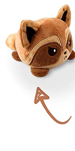 TeeTurtle - The Original Reversible Raccoon Plushie - Brown - Cute Sensory Fidget Stuffed Animals That Show Your Mood