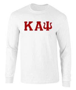 kappa alpha psi twill letter long sleeve tee white red-white medium