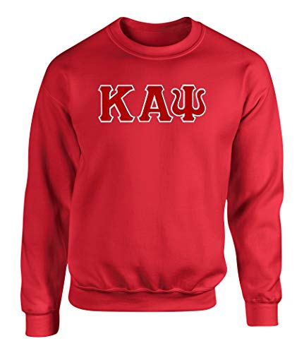 Kappa Alpha Psi Twill Letter Crewneck Sweatshirt Red Red-White Medium