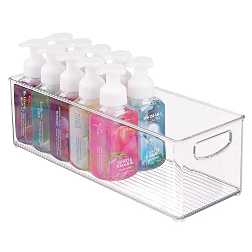 mDesign Plastic Toiletry Organizer for Bathroom - Storage Holder Bin w/Handles for Vanity, Drawers, Dresser - Holds Hair Products, Makeup, Lotion, Skincare and More - Ligne Collection - 8 Pack, Clear