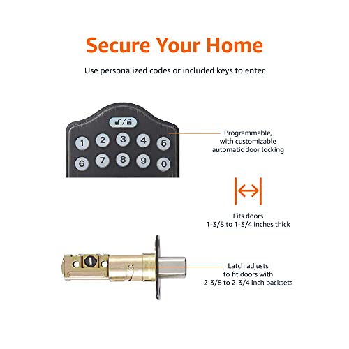 Amazon Basics Traditional Electronic Keypad Deadbolt Door Lock, Keyed Entry, Oil Bronze Finish