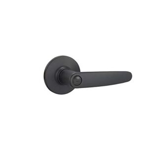 Amazon Basics Straight Door Lever With Lock, Privacy, Matte Black