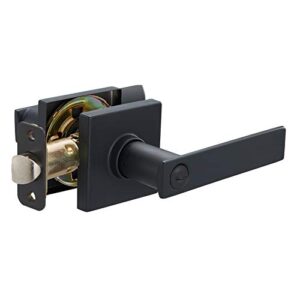 amazon basics contemporary stamford door lever with lock, privacy, matte black