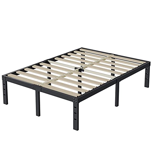 ZIYOO King Size Bed Frame 14“ High, 3” Wide Solid Wood Slats 3500lbs Support Mattress Foundation No Box Spring Needed/Noise Free/Easy Assembly