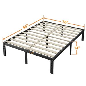 ZIYOO King Size Bed Frame 14“ High, 3” Wide Solid Wood Slats 3500lbs Support Mattress Foundation No Box Spring Needed/Noise Free/Easy Assembly