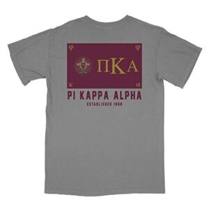 pi kappa alpha pike fraternity flag comfort colors t-shirt (large, grey)