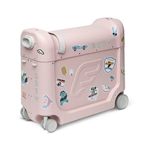 jetkids by stokke bedbox, pink lemonade - kid's ride-on suitcase & in-flight bed - help your child relax & sleep on the plane - approved by many airlines - best for ages 3-7