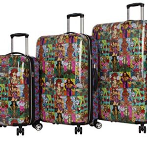 Betsey Johnson Designer Luggage Collection - Expandable 3 Piece Hardside Lightweight Spinner Suitcase Set - Travel Set includes 20-Inch Carry On, 26 inch and 30-Inch Checked Suitcase (Girls Print)