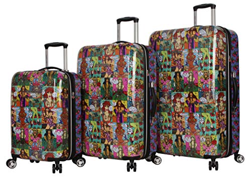 Betsey Johnson Designer Luggage Collection - Expandable 3 Piece Hardside Lightweight Spinner Suitcase Set - Travel Set includes 20-Inch Carry On, 26 inch and 30-Inch Checked Suitcase (Girls Print)