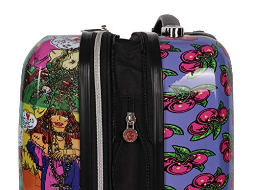 Betsey Johnson Designer Luggage Collection - Expandable 3 Piece Hardside Lightweight Spinner Suitcase Set - Travel Set includes 20-Inch Carry On, 26 inch and 30-Inch Checked Suitcase (Girls Print)