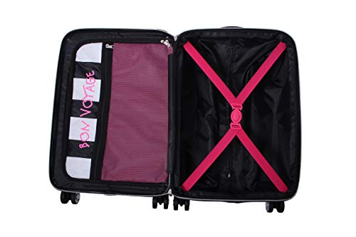 Betsey Johnson 30 Inch Checked Luggage Collection - Expandable Scratch Resistant (ABS + PC) Hardside Suitcase - Designer Lightweight Bag with 8-Rolling Spinner Wheels (Girls Print, 30in)