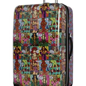 Betsey Johnson 30 Inch Checked Luggage Collection - Expandable Scratch Resistant (ABS + PC) Hardside Suitcase - Designer Lightweight Bag with 8-Rolling Spinner Wheels (Girls Print, 30in)