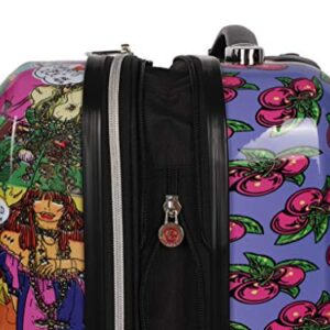 Betsey Johnson 30 Inch Checked Luggage Collection - Expandable Scratch Resistant (ABS + PC) Hardside Suitcase - Designer Lightweight Bag with 8-Rolling Spinner Wheels (Girls Print, 30in)