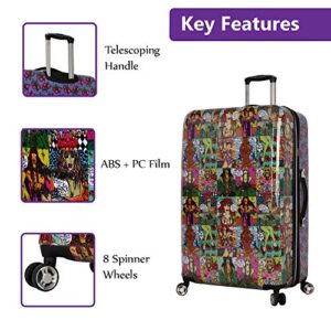 Betsey Johnson 30 Inch Checked Luggage Collection - Expandable Scratch Resistant (ABS + PC) Hardside Suitcase - Designer Lightweight Bag with 8-Rolling Spinner Wheels (Girls Print, 30in)