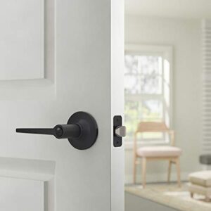 Amazon Basics Manchester privacy Door Lever with Lock, Matte Black