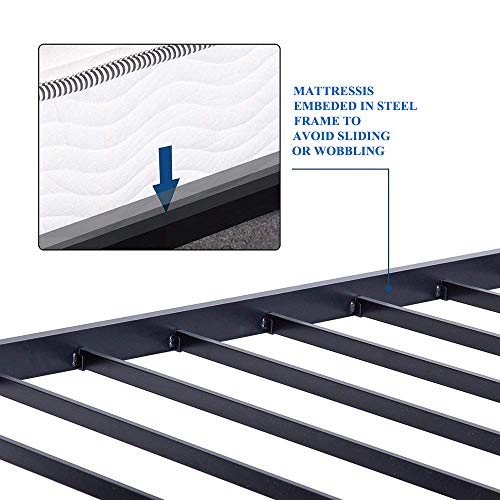 VECELO 14 Inch Platform Bed Frame/Mattress Foundation/No Box Spring Needed/Steel Slat Support (Queen Size) Black