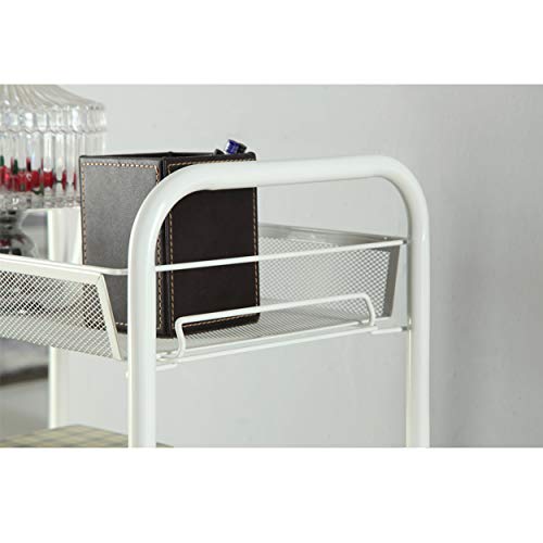 Xy Litol Wire Shelving Unit and Storage - Steel Wire Basket Shelving Trolley, 5 Tier Kitchen Cart Ivory White