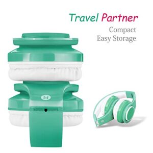 Kids Wireless Bluetooth headphones Volume Limited 85db Stereo Sound Over-Ear Foldable Lightweight Children headphones with Mic SD Card Slot up to 6-8 hours play time for Boys Girls Adults (Green)