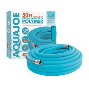 aqua joe ajpgh50-dws 5/8 in 50 ft. hybrid polymer flex kink free hose, blue