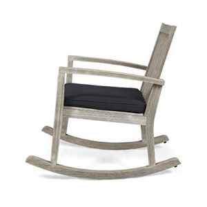 Christopher Knight Home Michaelia Indoor Rocking Chair, Light Gray Wire Brush Finish, Dark Gray