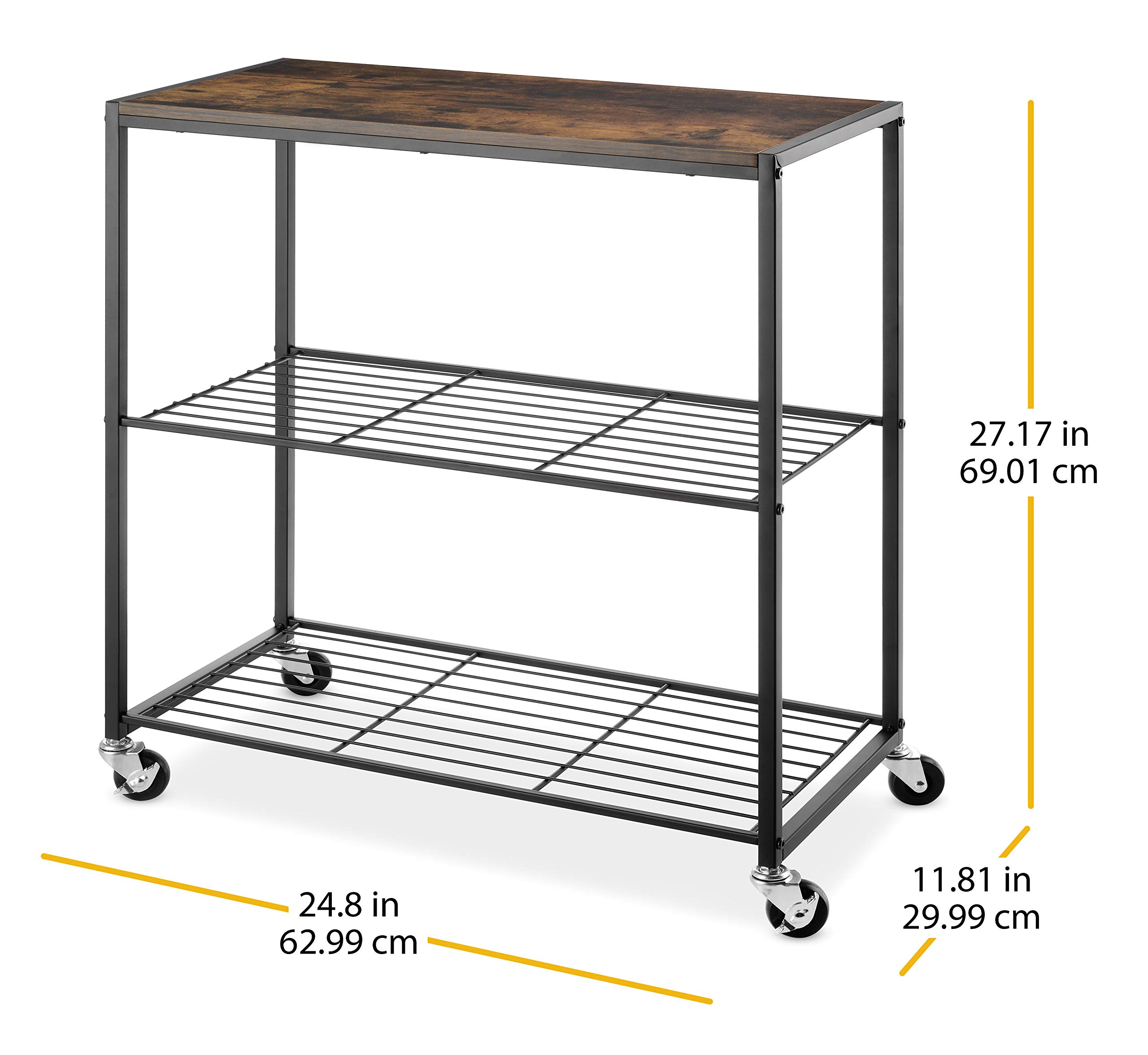 Whitmor Modern Industrial Rolling Storage Shelves, Brown